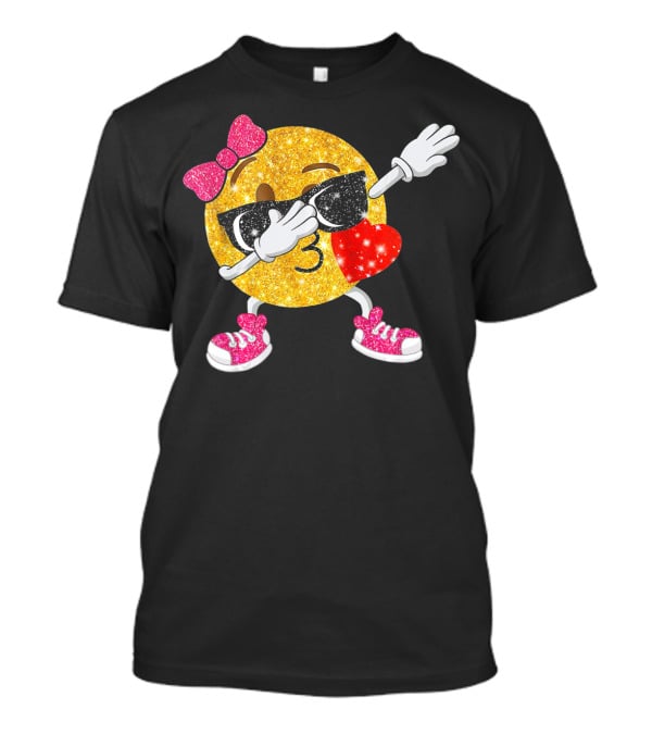Dabbing Glitter Emoji Heart Kiss Bow Sunglasses Sneakers T-Shirt