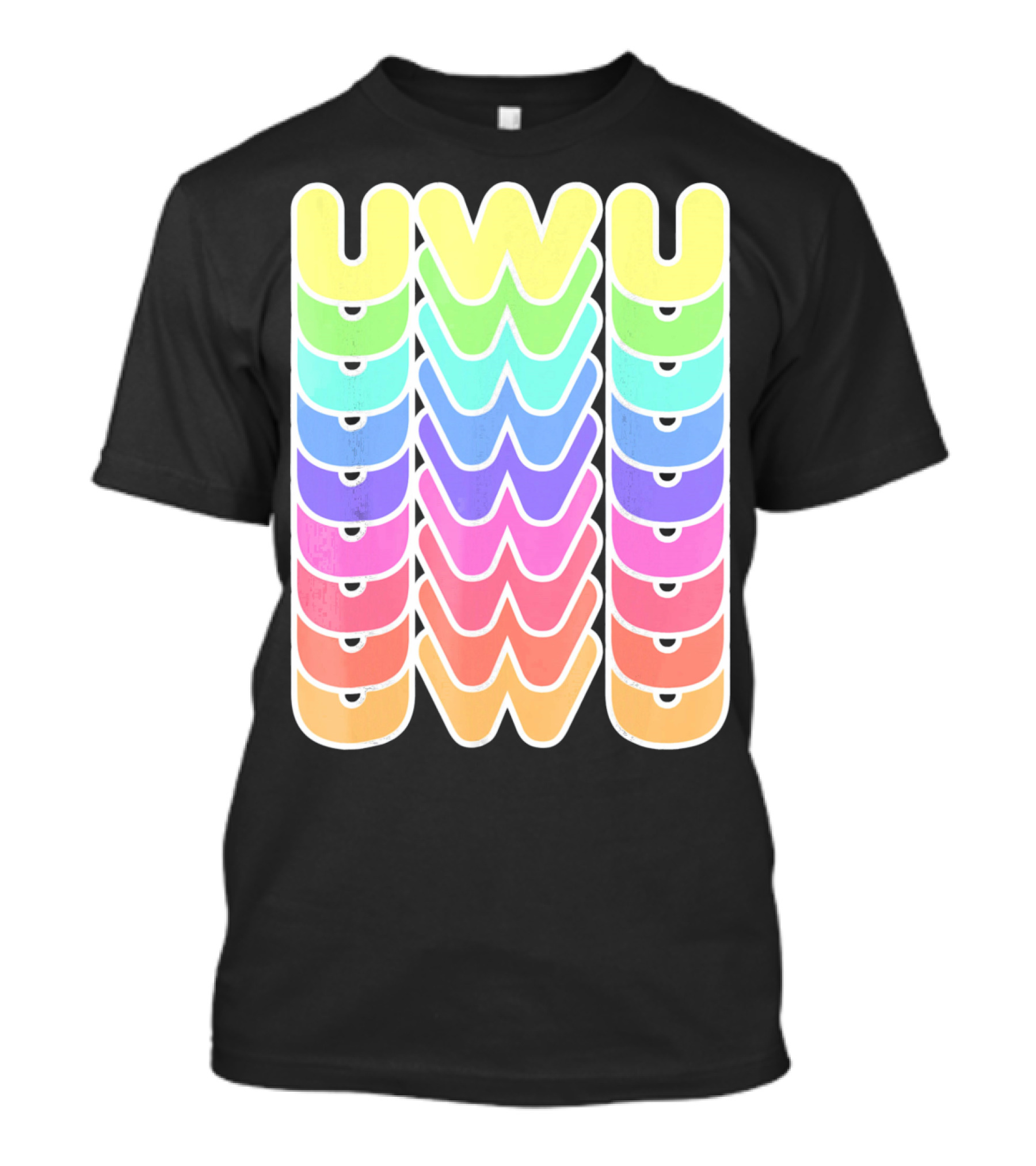 UWU Cute Face Emoji Letter Kawaii Rainbow Keyopt T-Shirt