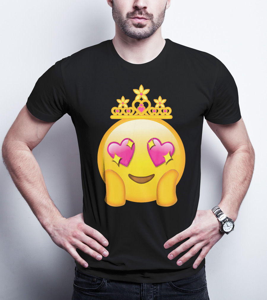 Emoticon Queen Heart Eyes Emoji With Crown Princess T-Shirt