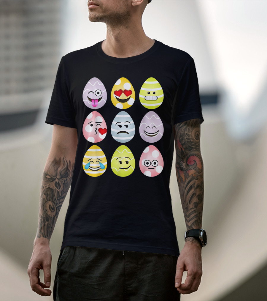 Easter Egg Emoji Faces Fun Expressions T-Shirt