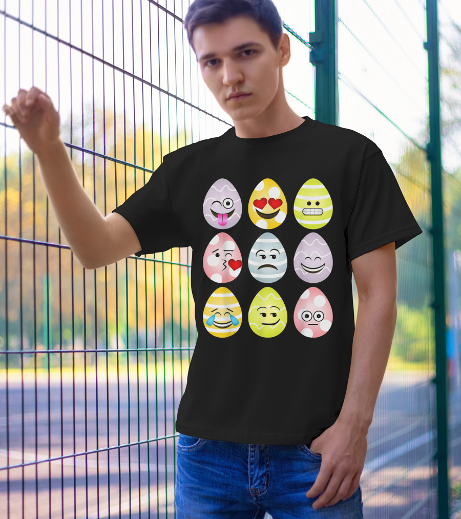 Easter Egg Emoji Faces Fun Expressions T-Shirt