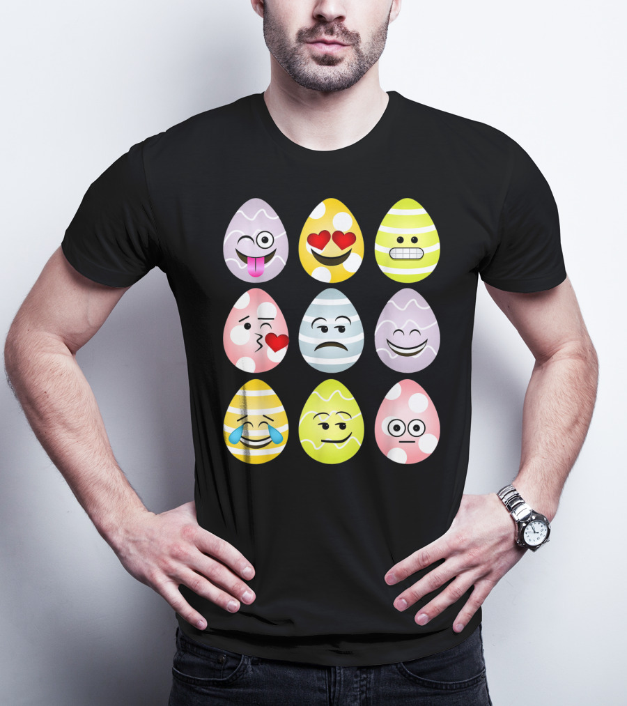 Easter Egg Emoji Faces Fun Expressions T-Shirt