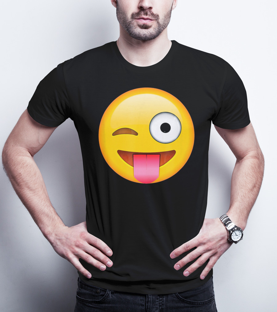 Face Emoticon Tongue Out Emoji Wink T-Shirt