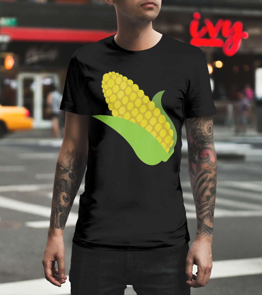 Emoji Corn On The Cob Yellow Kernels Green Husk T-Shirt