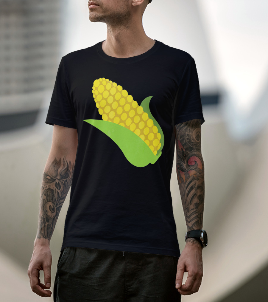 Emoji Corn On The Cob Yellow Kernels Green Husk T-Shirt