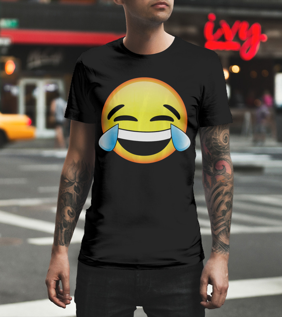HD Emoji Tears Of Joy Face Laughin Hilarious Expression T-Shirt