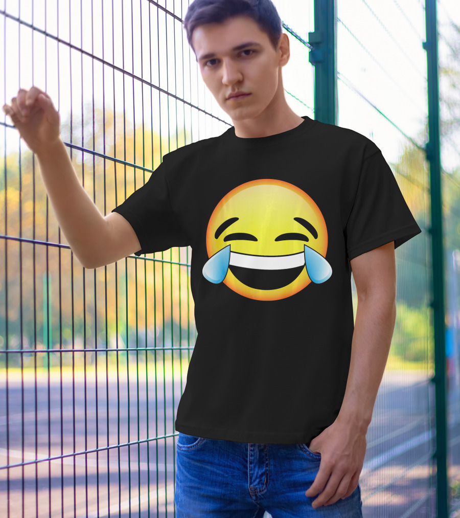HD Emoji Tears Of Joy Face Laughin Hilarious Expression T-Shirt