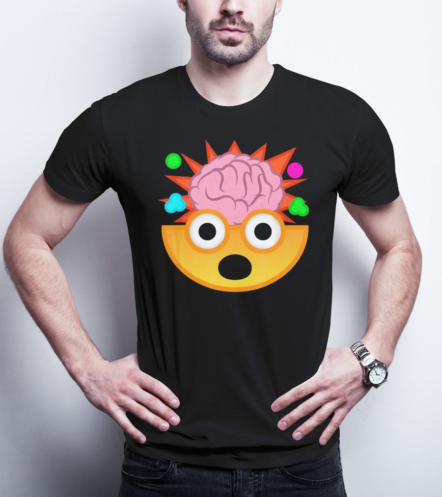 Mind Blown Face Emoji Exploding Brain With Glasses T-Shirt