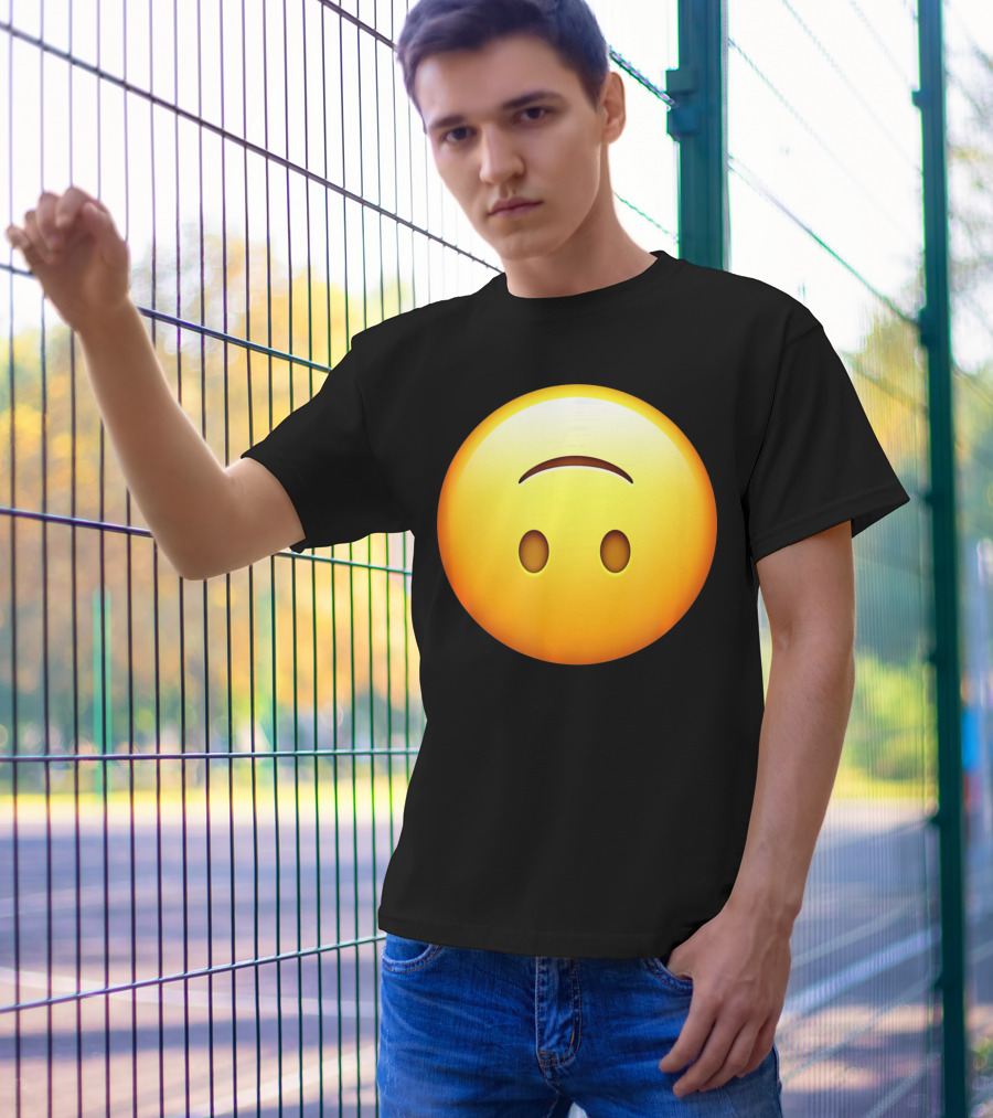Silly Upside Down Emoji Face T-Shirt