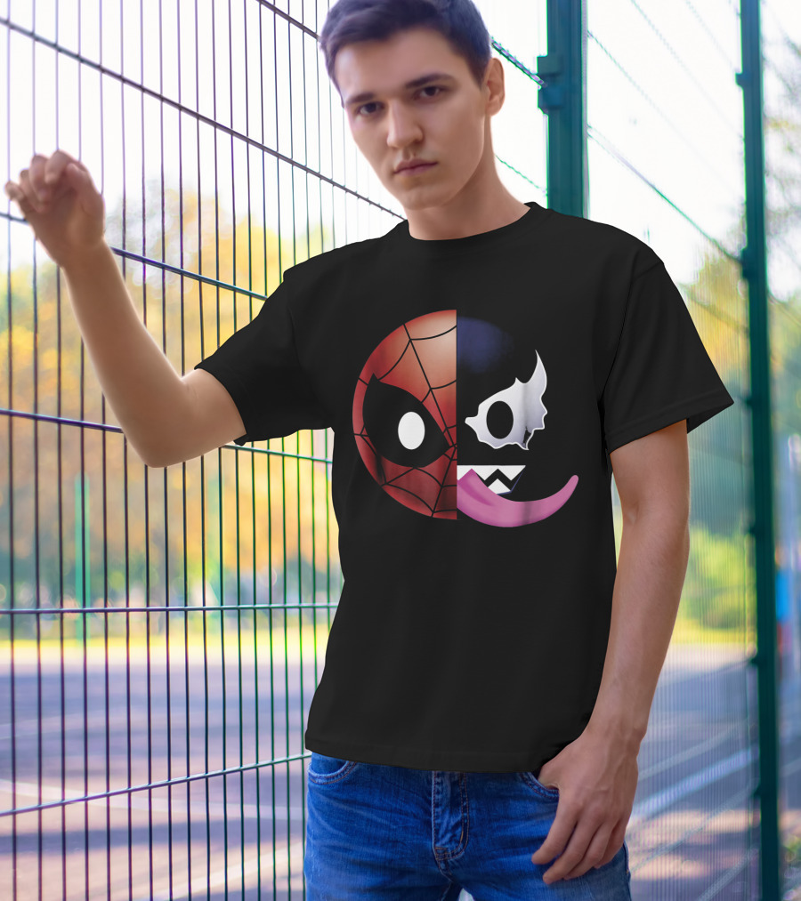 Marvel Spider Man Venom Split Face Emoji T-Shirt