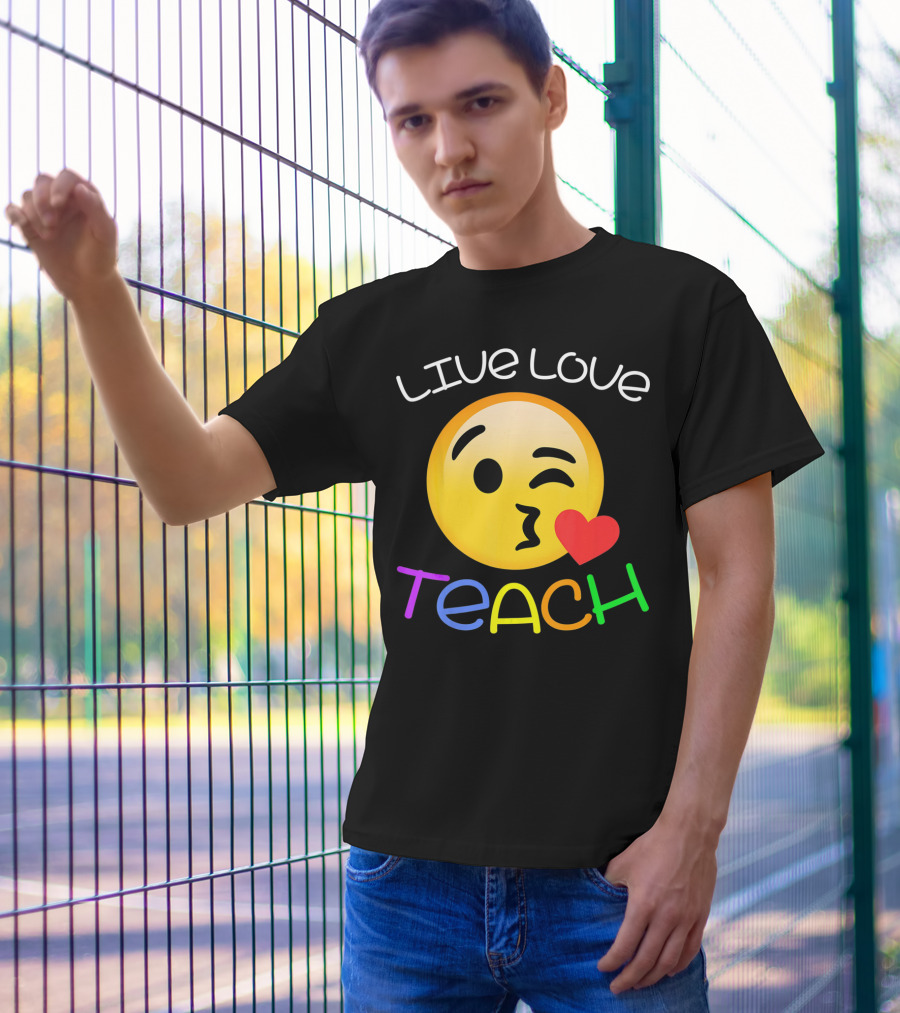 LIVE Love Teach Emoji Hearts T-Shirt