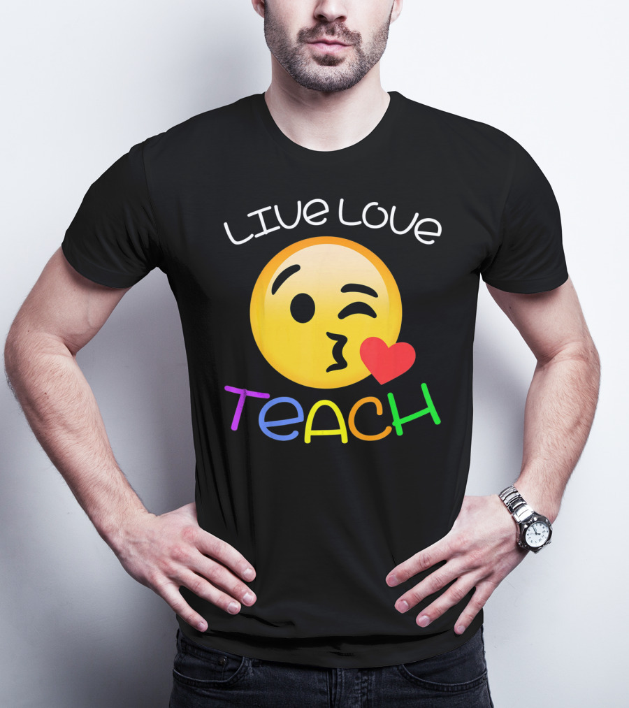 LIVE Love Teach Emoji Hearts T-Shirt