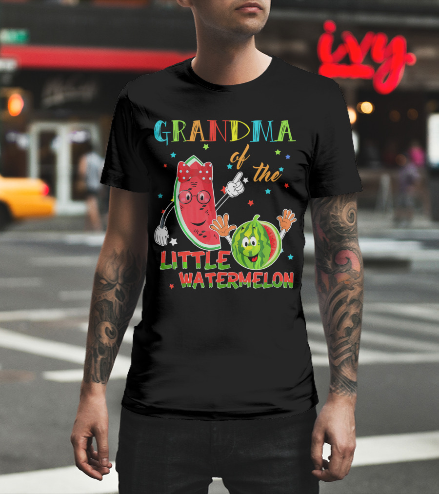 Grandma Of The Little Watermelon Funny Matching Birthday T-Shirt