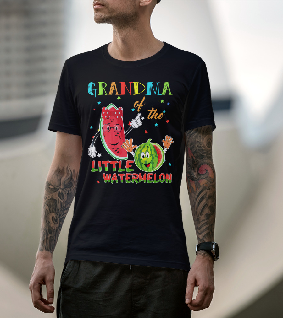 Grandma Of The Little Watermelon Funny Matching Birthday T-Shirt