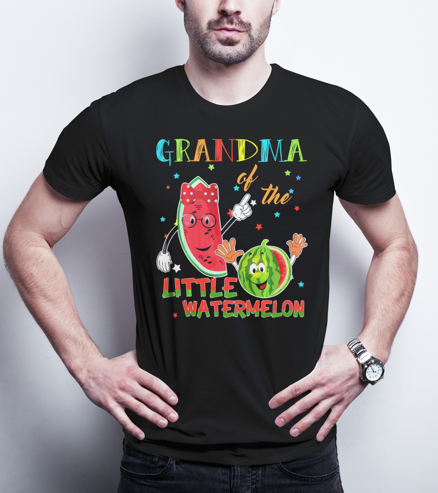 Grandma Of The Little Watermelon Funny Matching Birthday T-Shirt
