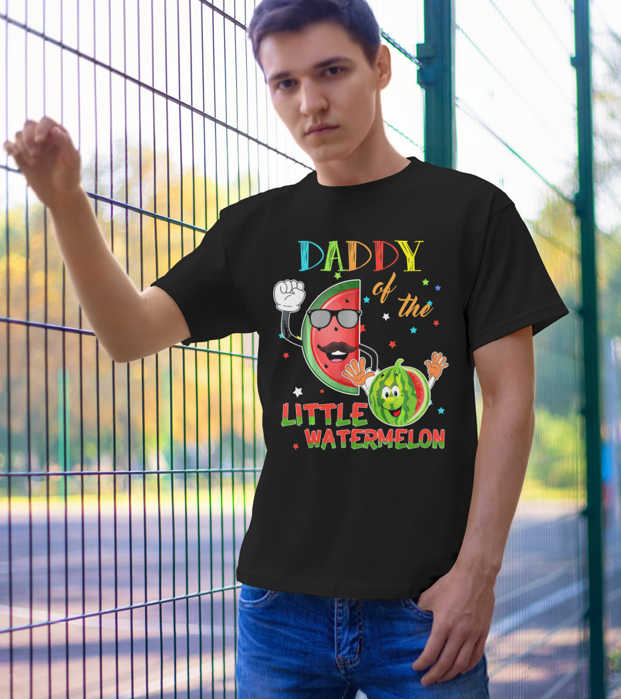 Daddy Of The Little Watermelon Funny Matching Birthday T-Shirt
