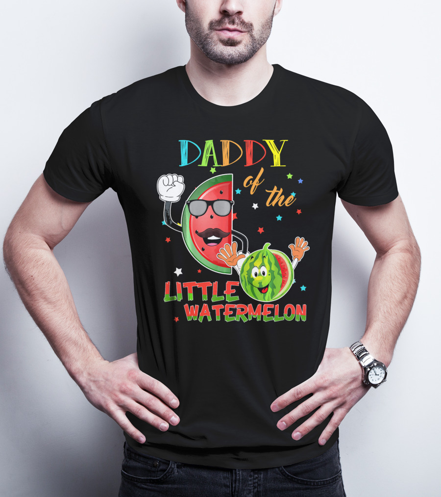 Daddy Of The Little Watermelon Funny Matching Birthday T-Shirt