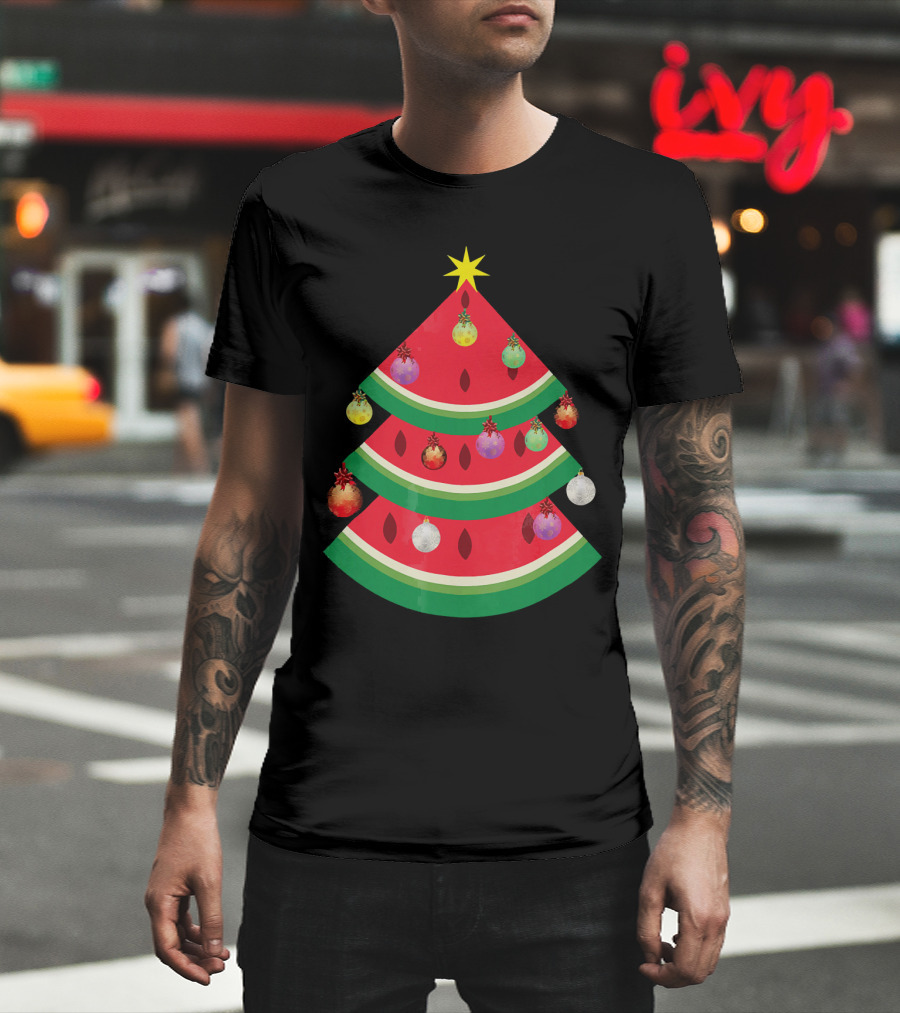 Watermelon Tree Merry Christmas Ornaments T-Shirt