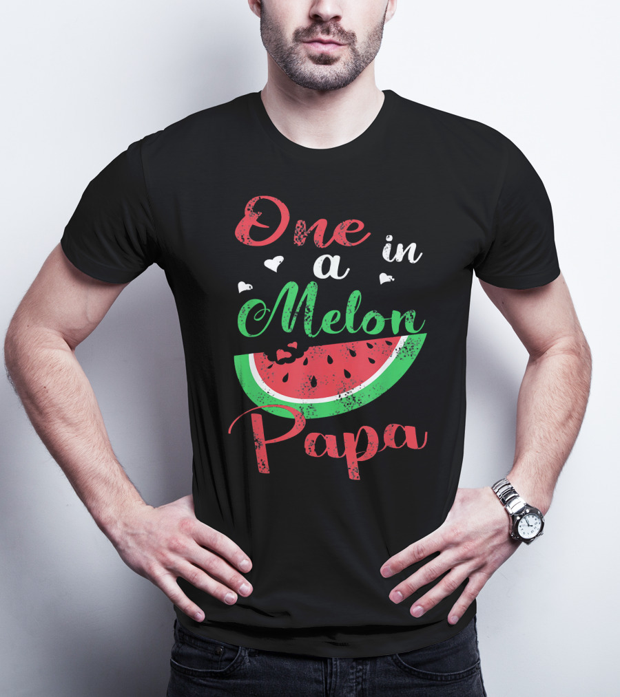 One In A Melon Papa Mens Watermelon Heart Graphics T-Shirt