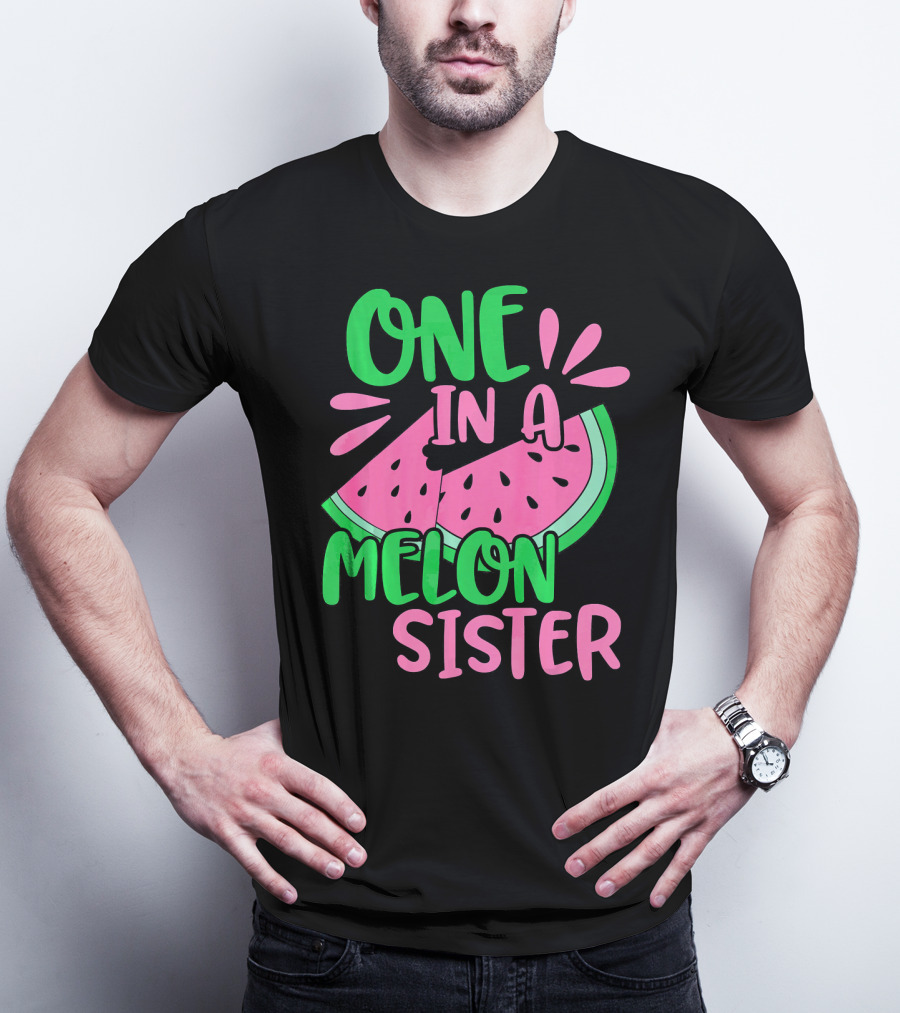 One In A Melon Sister Cute Pink Watermelon T-Shirt