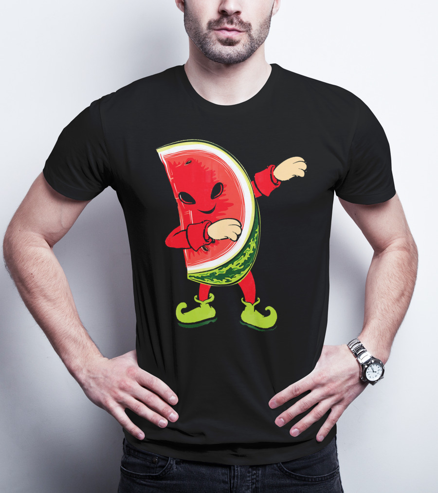 Funny Dabbing Watermelon Dab Character With Green Shoes T-Shirt