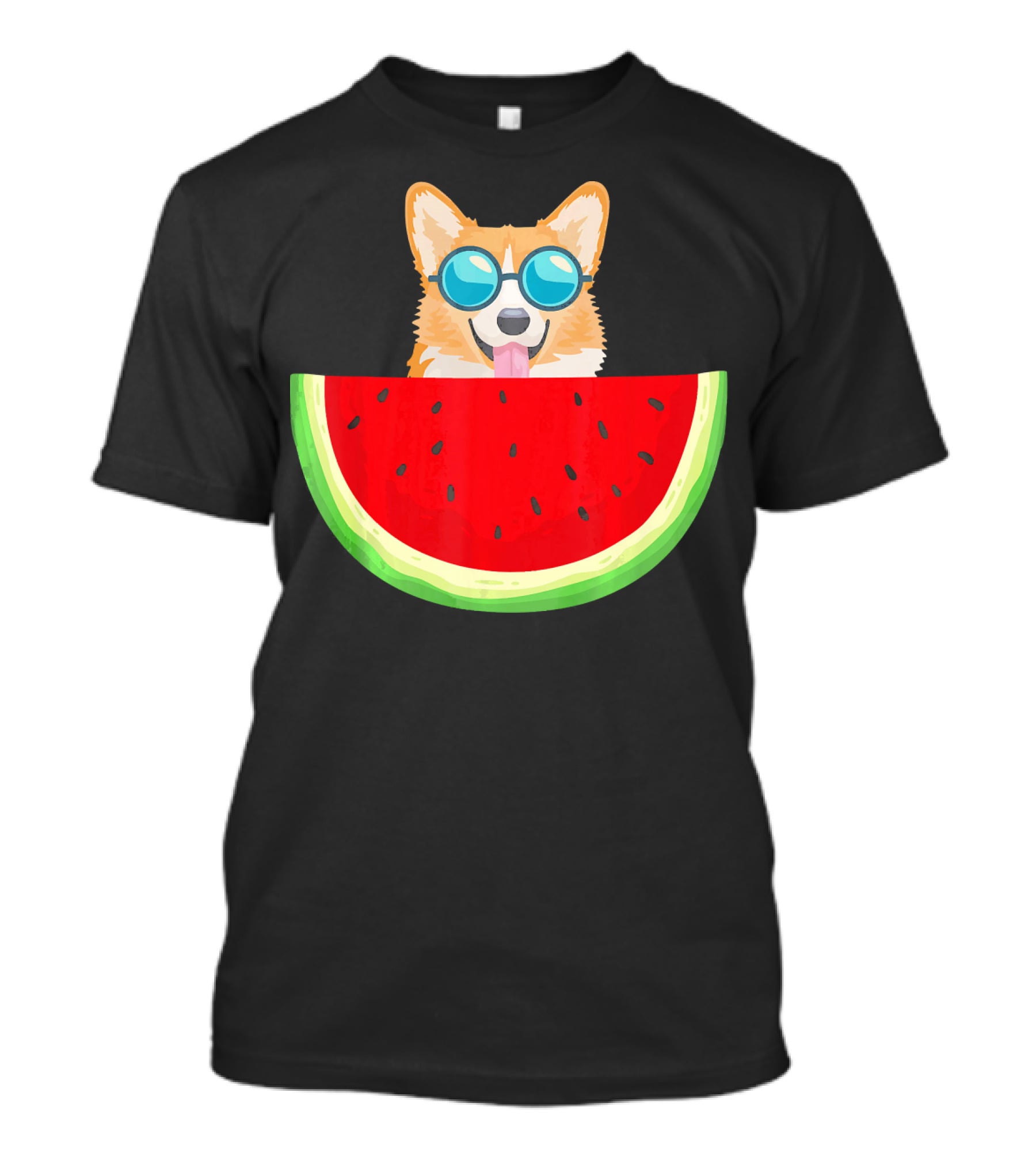 Corgi With Sunglasses And Watermelon Slice Womens T-Shirt