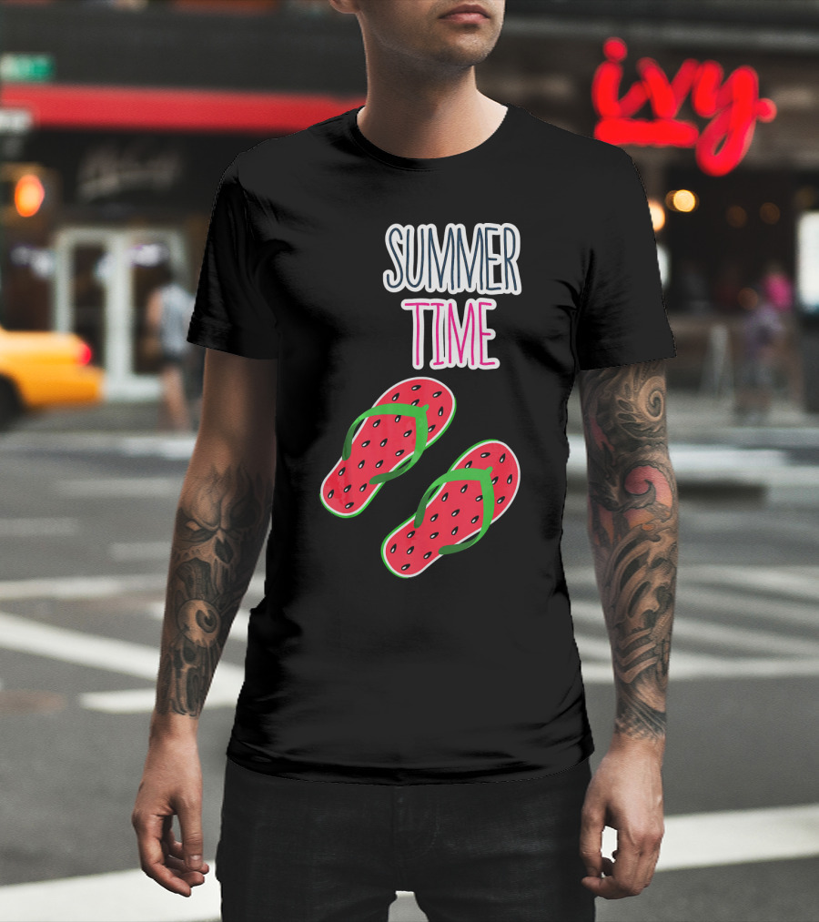 Summer Time Watermelon Flip Flop Fun T-Shirt