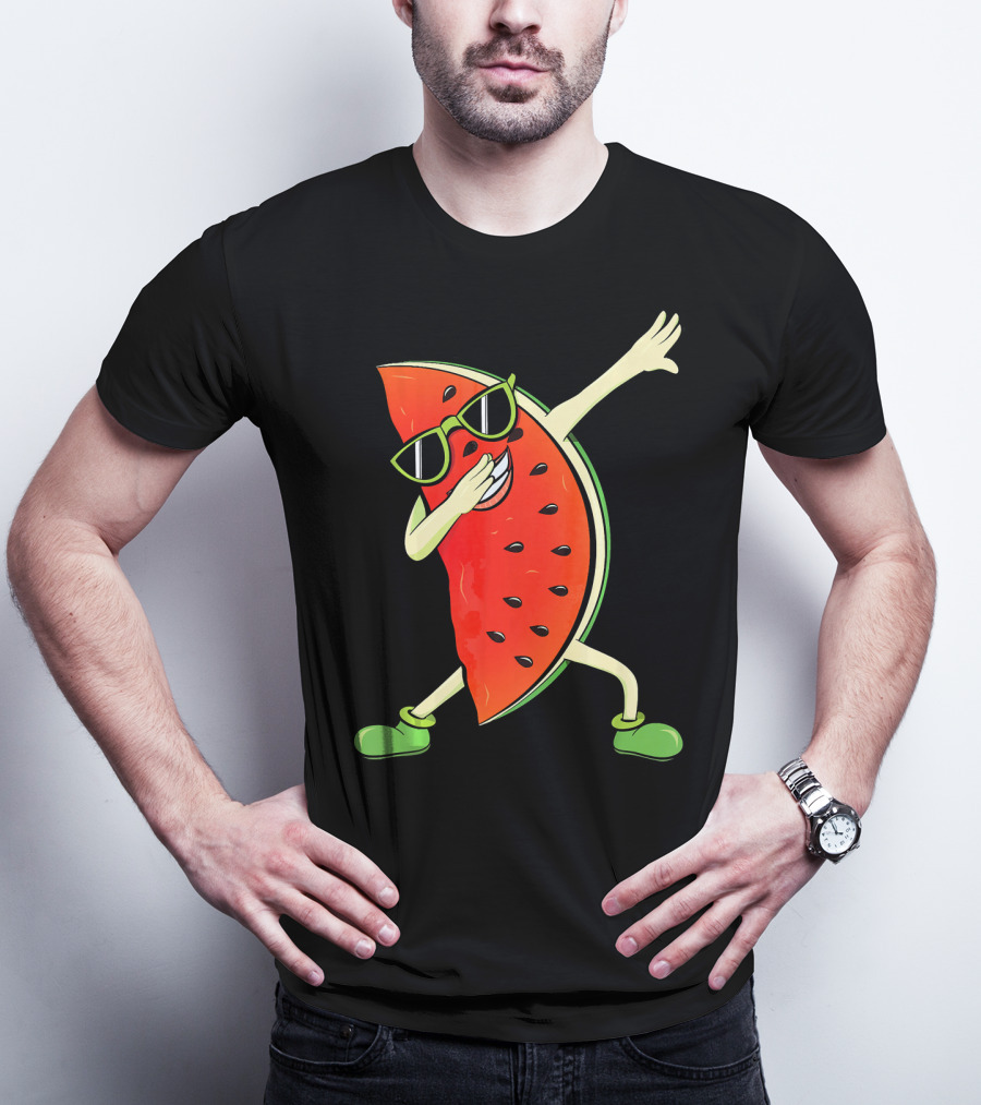 Dabbing Watermelon Slice Kawaii Melon Summer With Sunglasses T-Shirt