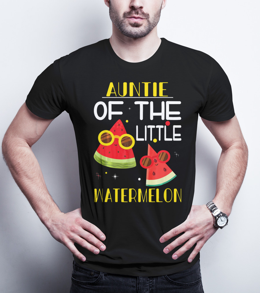 Auntie Of The Little Watermelon Cute Sunglasses Fun T-Shirt