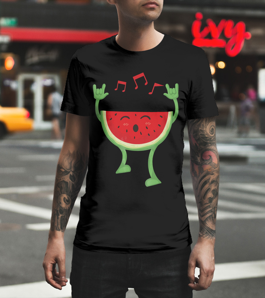 Adults Watermelon Halloween Costumes Ide Fun Music Notes Celebrating Rock T-Shirt