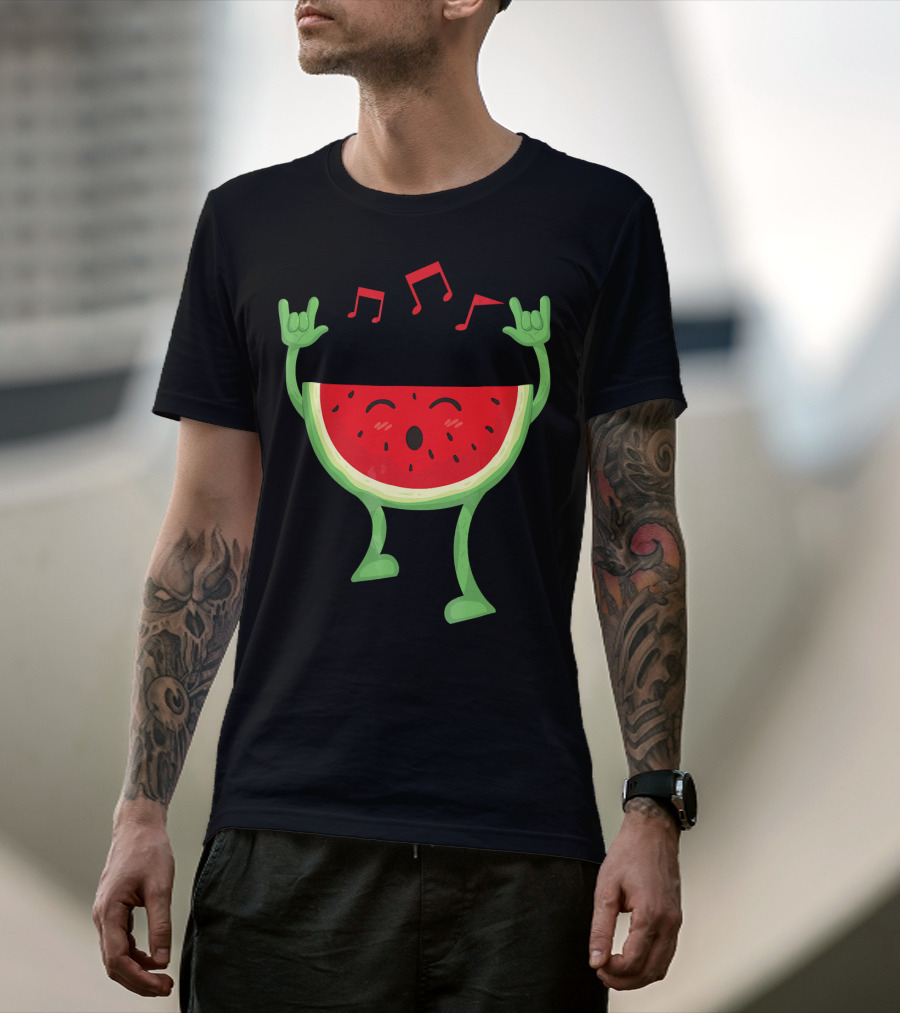 Adults Watermelon Halloween Costumes Ide Fun Music Notes Celebrating Rock T-Shirt