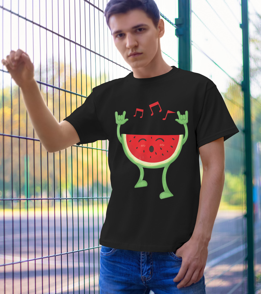 Adults Watermelon Halloween Costumes Ide Fun Music Notes Celebrating Rock T-Shirt