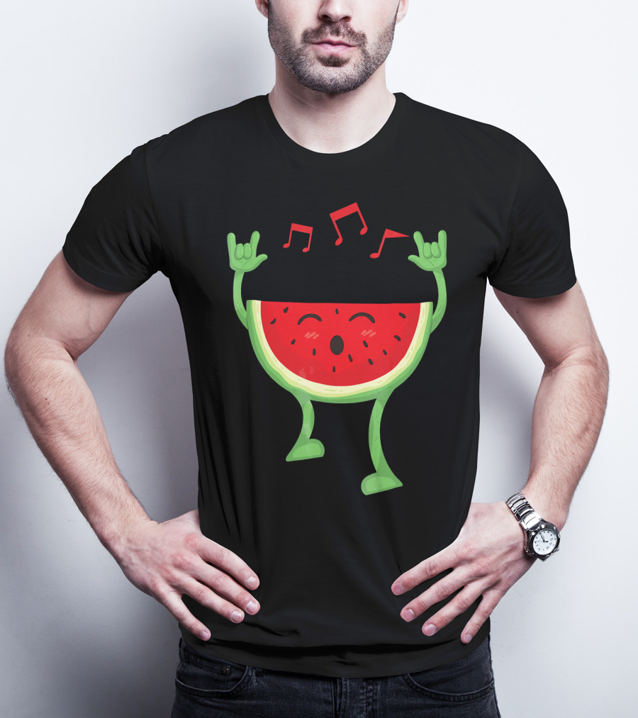 Adults Watermelon Halloween Costumes Ide Fun Music Notes Celebrating Rock T-Shirt