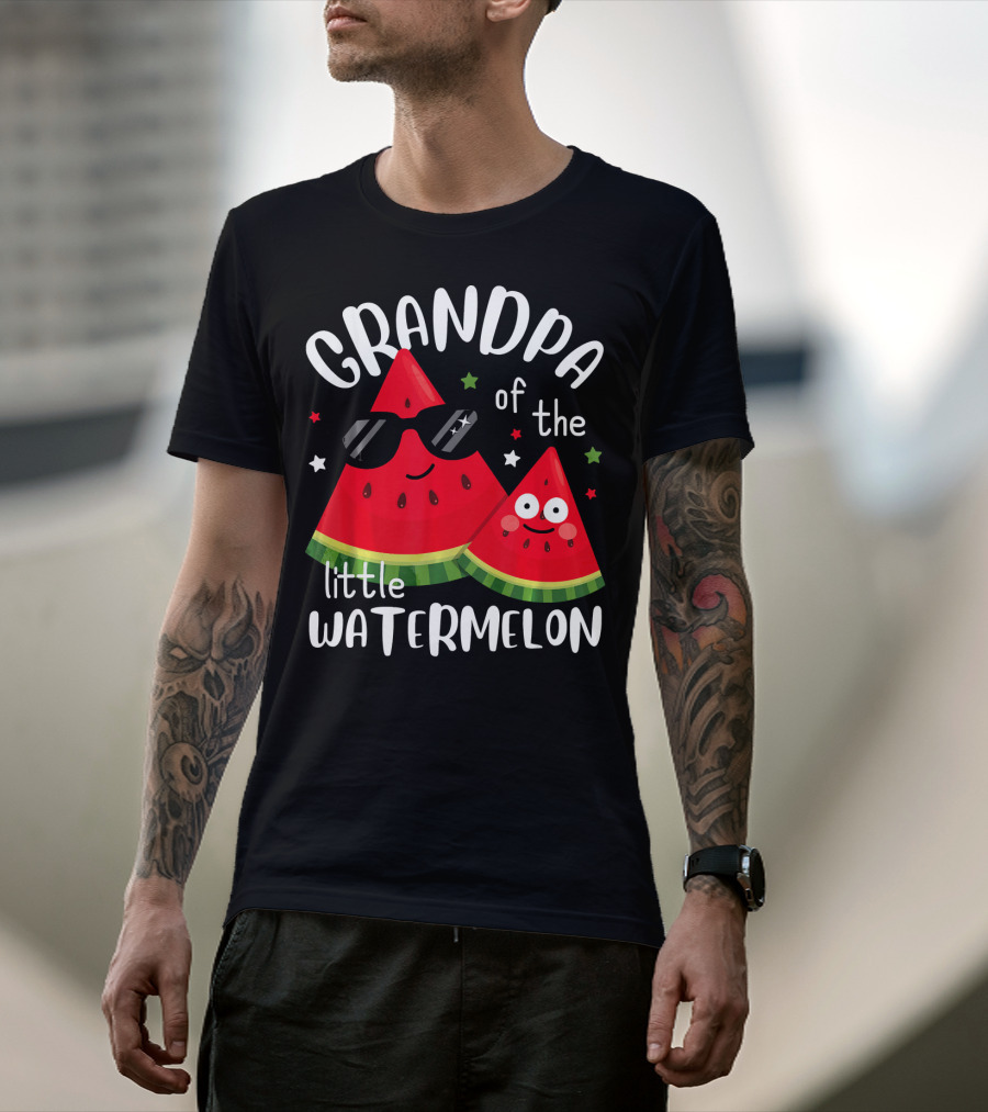 Grandpa Of The Little Watermelon With Sunglasses And Smiling Faces T-Shirt