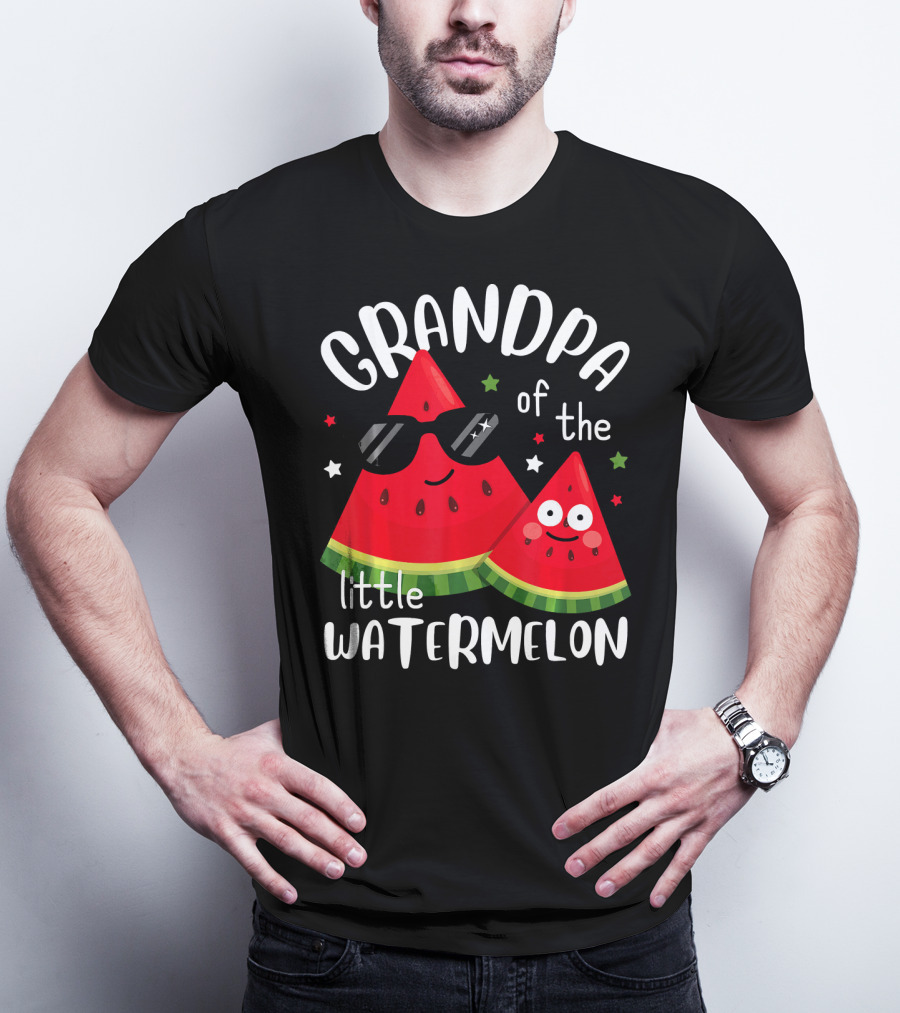 Grandpa Of The Little Watermelon With Sunglasses And Smiling Faces T-Shirt