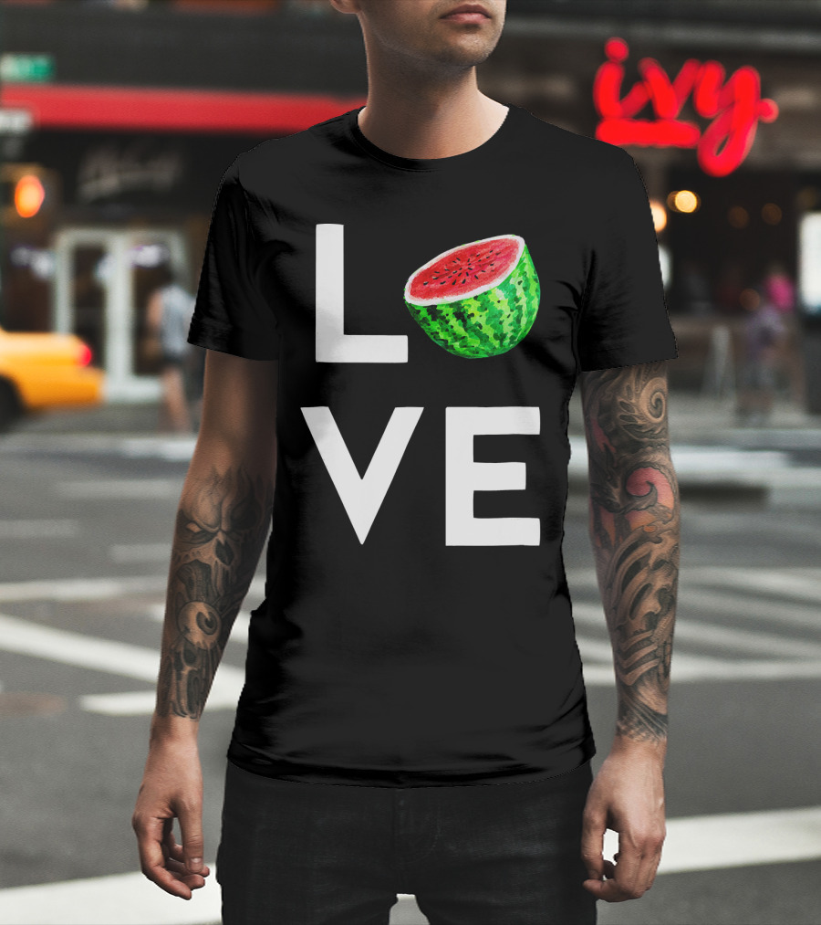 LOVE Watermelon I Love Watermelon Funny Vegan T-Shirt