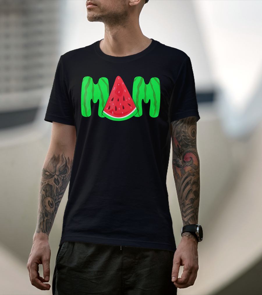 Mom Watermelon Slice Typography T-Shirt