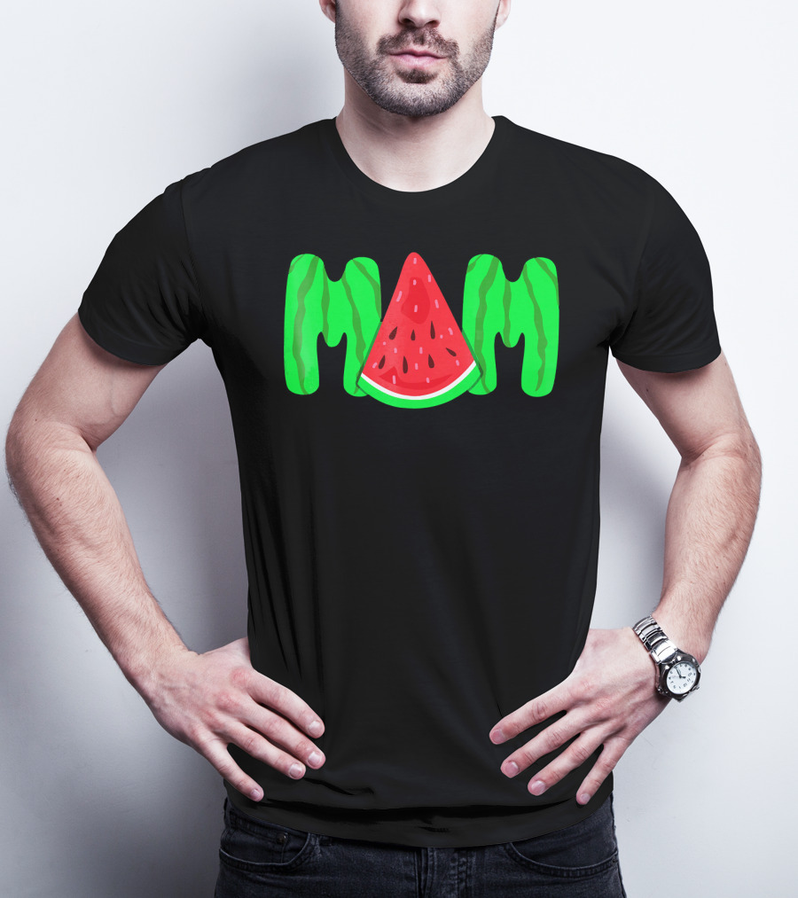Mom Watermelon Slice Typography T-Shirt