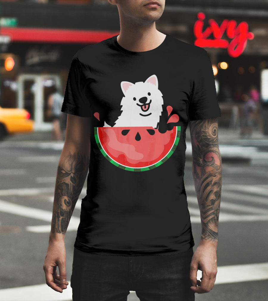 Watermelon Samoyed Summer Va Playful Pup Fun T-Shirt