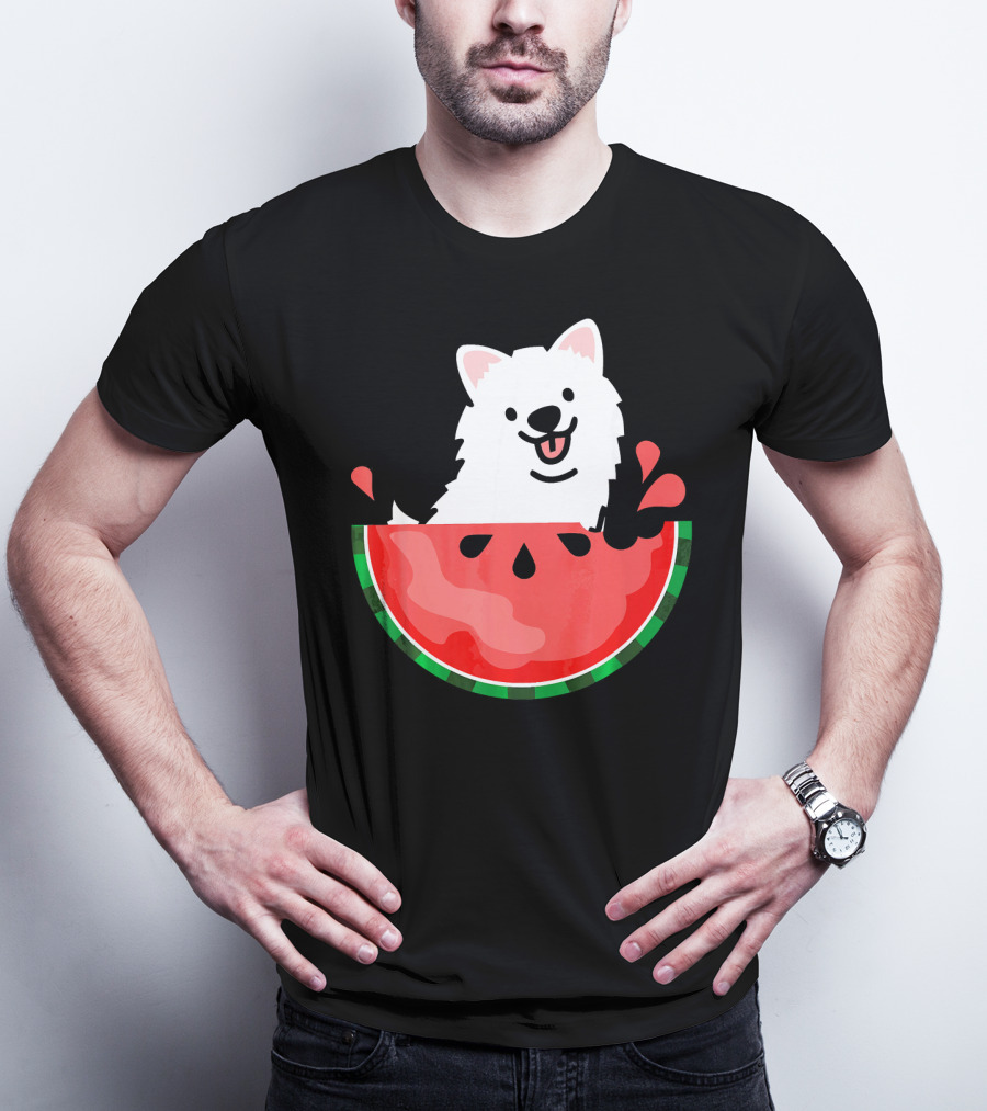 Watermelon Samoyed Summer Va Playful Pup Fun T-Shirt