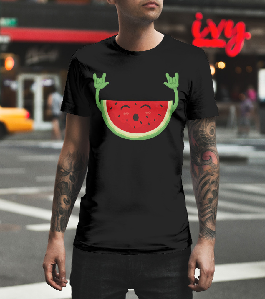 Rockin' Dancing Watermelon With Raised Hands T-Shirt