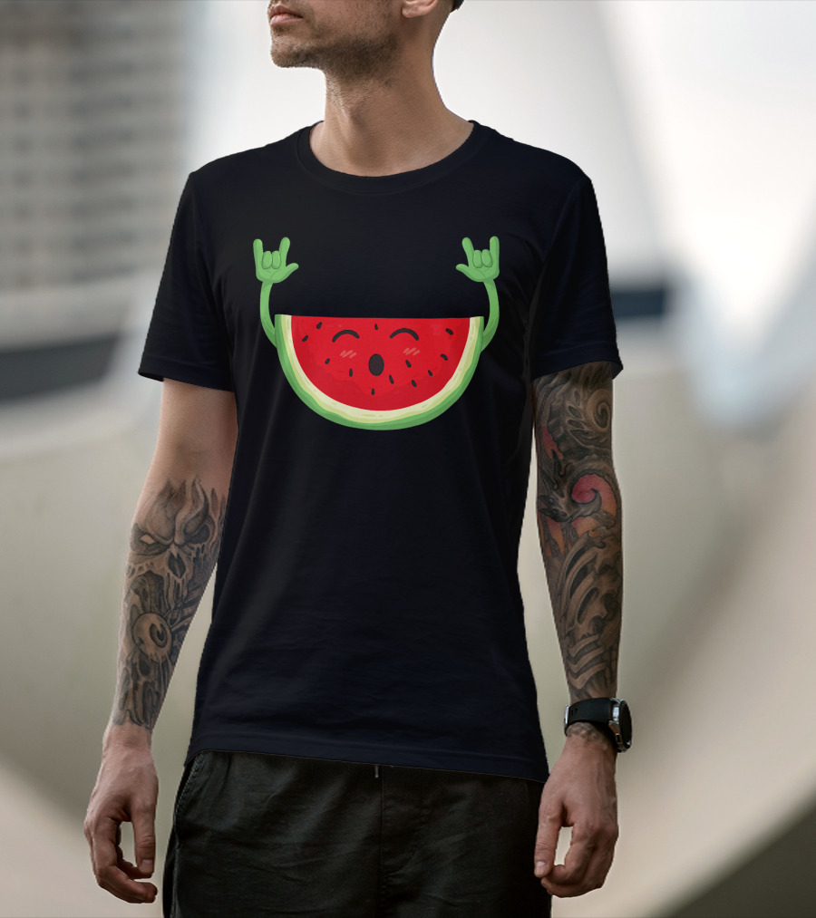 Rockin' Dancing Watermelon With Raised Hands T-Shirt