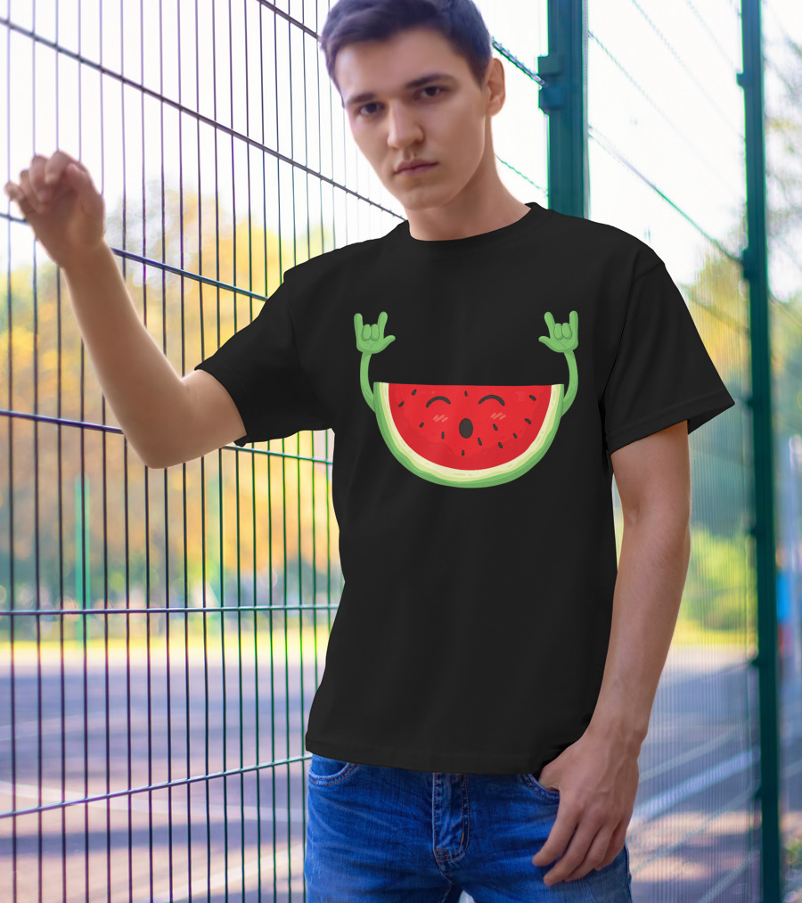 Rockin' Dancing Watermelon With Raised Hands T-Shirt