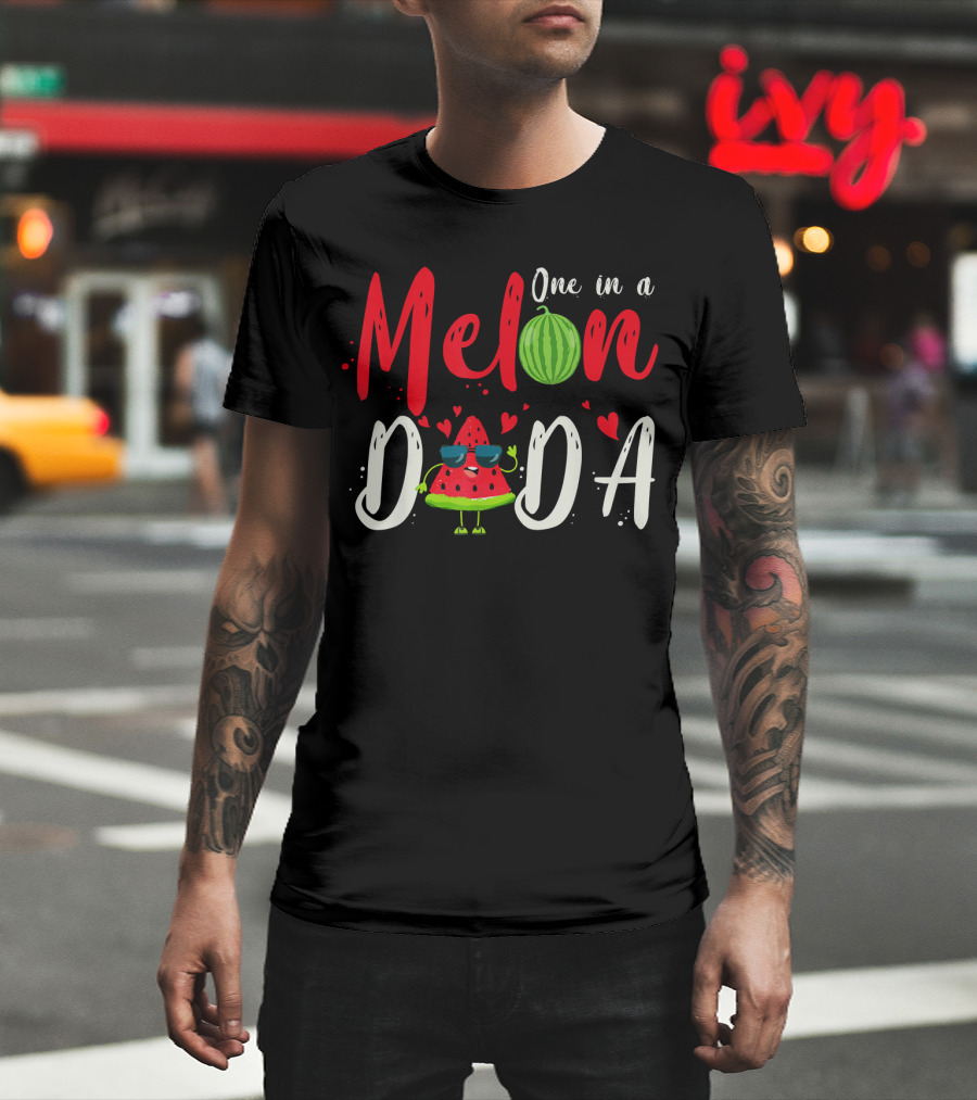 One In A Melon Dada Watermelon Cartoon Hearts T-Shirt