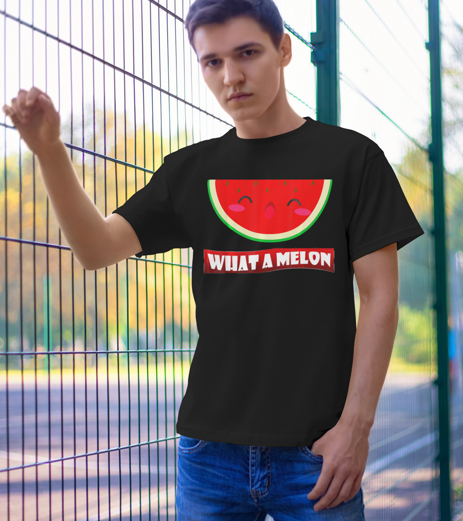 WIHAT A MELON Cute Smiling Watermelon Slice T-Shirt