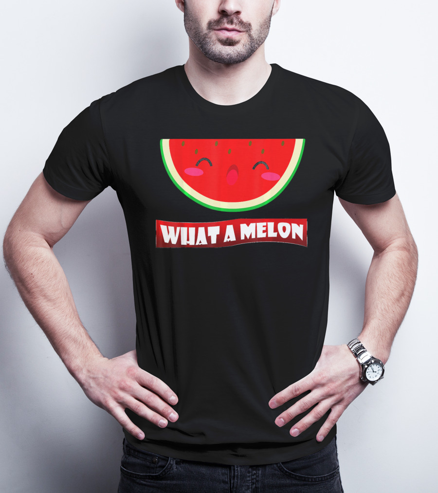 WIHAT A MELON Cute Smiling Watermelon Slice T-Shirt