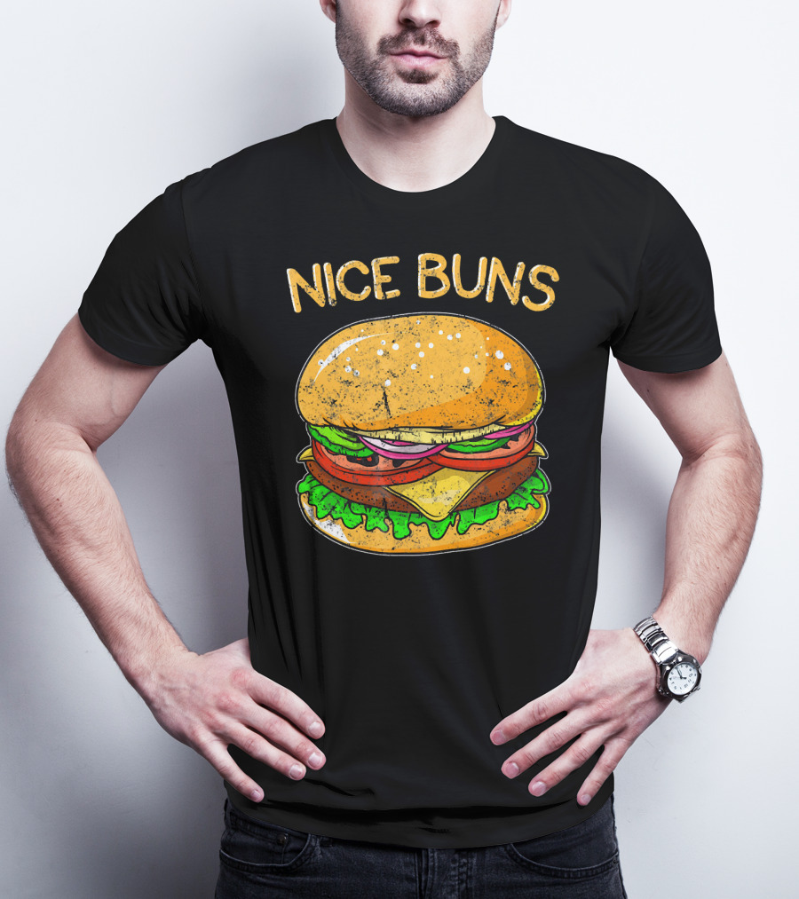 Nice Buns Funny Burger Distressed Hamburger T-Shirt