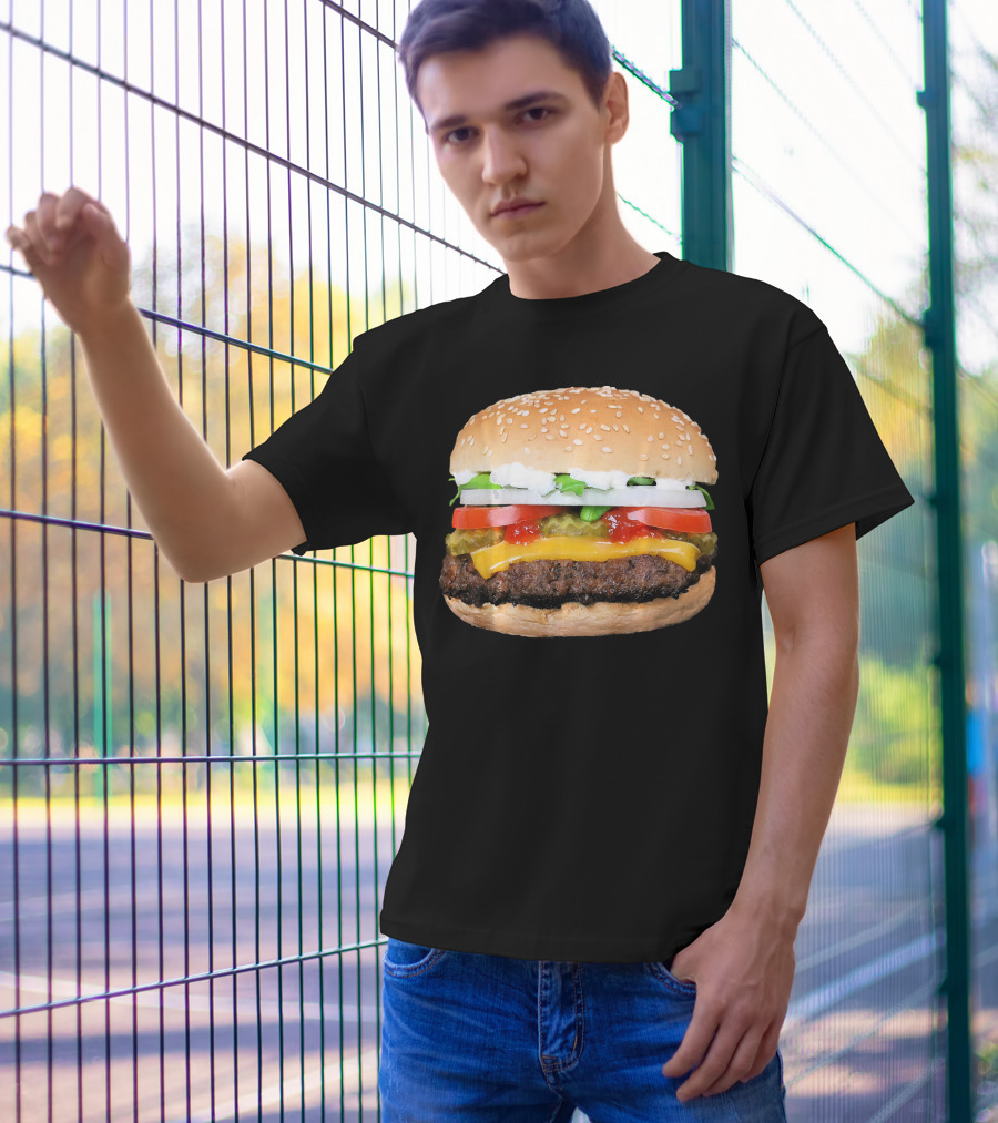 Burger Cheeseburger Matching With Fries Duo Delight T-Shirt
