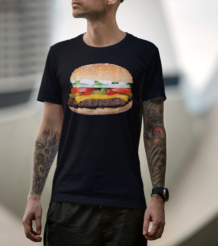 Hamburger Cheeseburger Classic Juicy Sandwich With Cheese And Vegetables T-Shirt