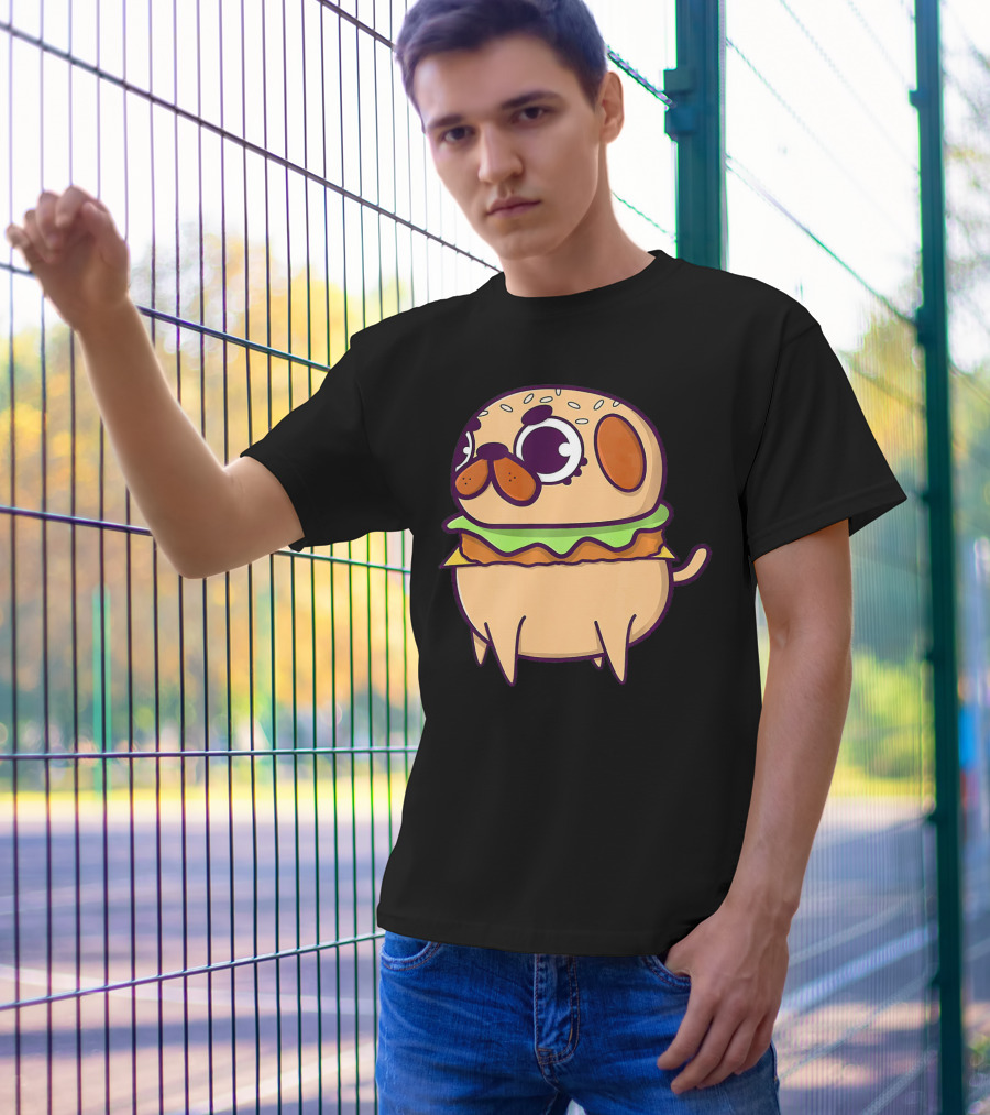 Cute Pug Hamburger Funny Pug Burger Love T-Shirt